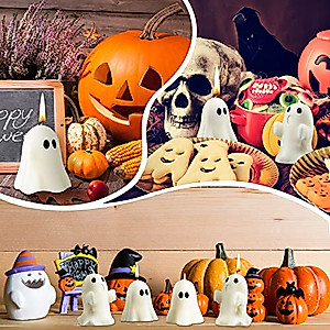 4 Pieces Large Halloween Ghost Candles Ghost Scented Candles White Candles Spooky Candles Goth Gifts for Ghost Decor Home Decor Halloween Party Bedroom Room Table Decorations, 2 Style (Ghost)