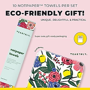 Earthly Co. Reusable Paper Towels - 10 Pack - Cloth Paper Towels Reusable Washable - Roll of Reusable Napkins Paperless Paper Towels - Absorbent + Long Lasting - Zero Waste Products - (Flowers)