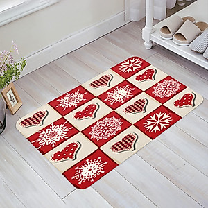 Front Door Mat Floor Mats for Home Decor, Red Love Memory Foam Runner Entryway Area Rug Non-Slip Absorbent Doormat Washable Rug, 18x30Inch Welcome Mats Carpet for Bedroom Decor Living Room Decor