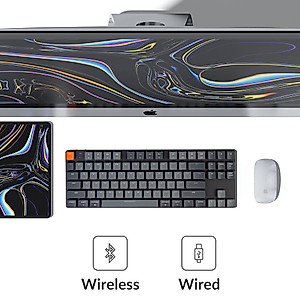 Keychron K1 SE, 87 Keys Ultra-Slim Wireless Bluetooth/USB Wired Mechanical Keyboard with White LED Backlit, Low-Profile Gateron Mechanical Red Switch Compatible with Mac Windows