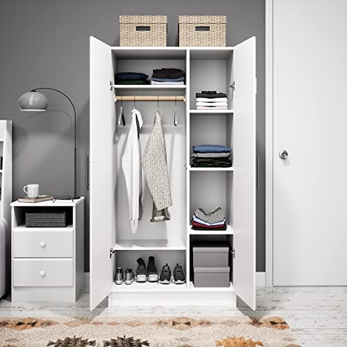 Prepac Elite Wardrobe with Storage, White