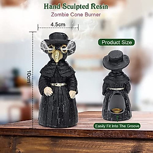 EUBSWA Incense Burner Holder, Plague Doctor Cone Burner Eyes Will Smoke, Ornament Handmade Craft for Yoga Room, Desktop Resin Ornament for Home Decoration, Effective Stress & Anxiety Relief New