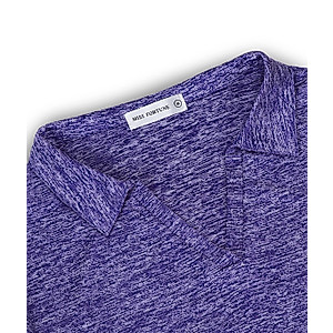 MISS FORTUNE Women's Workout Tops Golf Polo Short Sleeve V Neck Shirts Lightweight Moisture Wicking Athletic Tennis Work Top