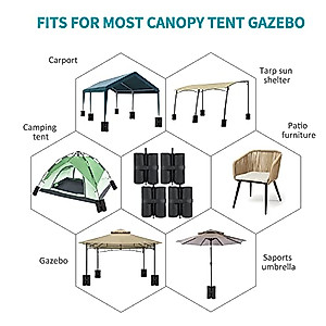 Canopy Weight Bags 120 LB for Pop up Canopy Tent, Leg Weights Sand Bags for Instant Outdoor Sun Shelter Canopy, 4-Pack (Sand Not Included)