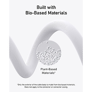 Anker 543 USB C to USB C Cable (100W 6ft), USB 2.0 Bio-Based Charging Cable USB-C to Lightning Cable, 541 Cable (100W 6ft), MFi Certified, Bio-Based Fast Charging Cable(Aurora White)