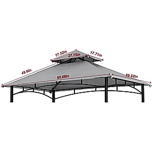 COOSHADE Grill Gazebo Replacement Roof Top for L-GZ238PST-11(Grey)