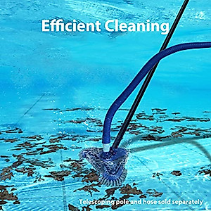 Poolvio Triangular Pool Vacuum Head with Side Brush, Swivel Hose Connection, EZ Clip Handle,3 Ball Wheels - Connect 1-1/4", 1-1/2" Hose for Inground and Above Ground Swmming Pools