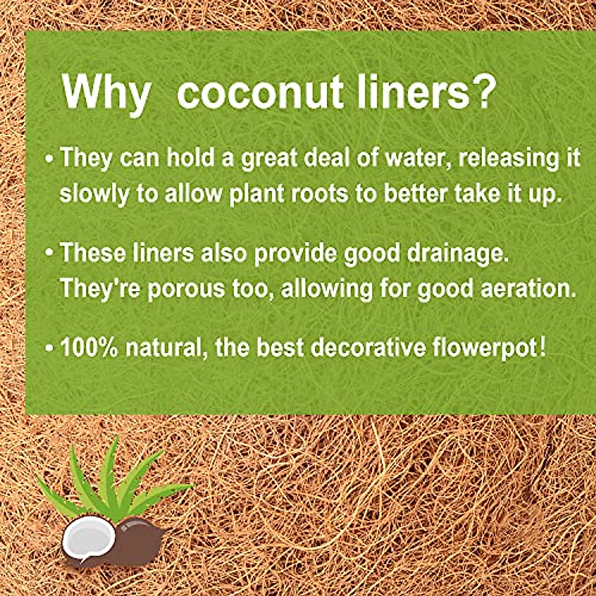 TigeJoy 2PCS 24'' Trough Coco Coir Liners Planter Replacement, 100% Natural Thick Coco Fiber Liner for Window Box Decks Garden Flower Pots, 24inch Half Moon Shape Coconut Liner Flower Boxes Outdoor…