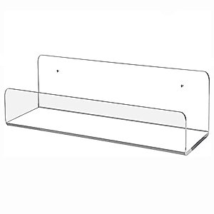 Teensery Clear Acrylic Floating Shelf Wall Mounted Display Shelf U-Shaped Storage Rack Organizer for Home, Bathroom, Kitchen, Living Room, Nail Salon, 7.87 x 3.94 Inch (1 Piece)