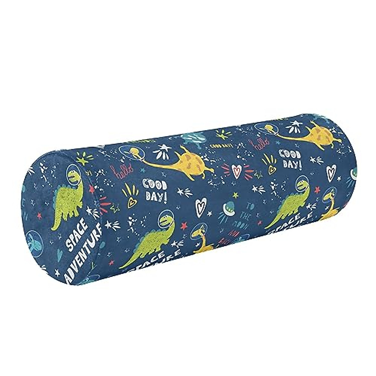Vnurnrn Space Adventure Dinosaurs Neck Support Pillow Round Neck Roll Bolster Cylinder Pillow Cervical Pillows Arm Pillow for Leg Knee Back Head Support for Work Men Women Bed
