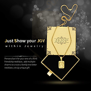 JSJOY Initial Necklaces for Women, Gold Letter Necklace Square Initial Necklace 18K Gold Plated Box Chain Letter A Necklace Jewelry Graduation Necklace 2023 Mothers Day Gifts for Women