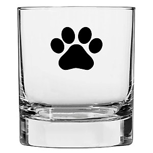 Spotted Dog Company Printed 11oz Whiskey Rocks Glass, I'm O.L.D, Only Likes Dogs, Paw Print, CM01
