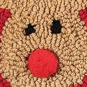 C&F Home Reindeer Games Petite Hooked Christmas Pillow 8 x 8 Red