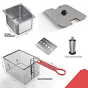 EGGKITPO Deep Fryer with Basket Commercial Deep Fryer 12L Electric Countertop Fryer Stainless Steel Deep Fryers for Restaurant Home Use with Extra Large Frying Basket and Lid, 120V, 1800W