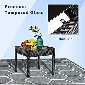 Tochiyoga Patio Furniture Set 3 Piece, Wicker Patio Furniture Sets, Outdoor Wicker Rattan Furniture, Outdoor Bistro Set, Wicker Patio Set, All Weather Balcony Furniture Set(Black)