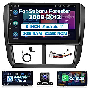 Roinvou 2+32G Android Double Din Car Stereo for Subaru Forester 2008 09 10 11 12 9'' 1080P HD Touch Screen Wireless Carplay Android Auto GPS WiFi Bluetooth Hi-Fi FM RDS Backup Camera External Mic