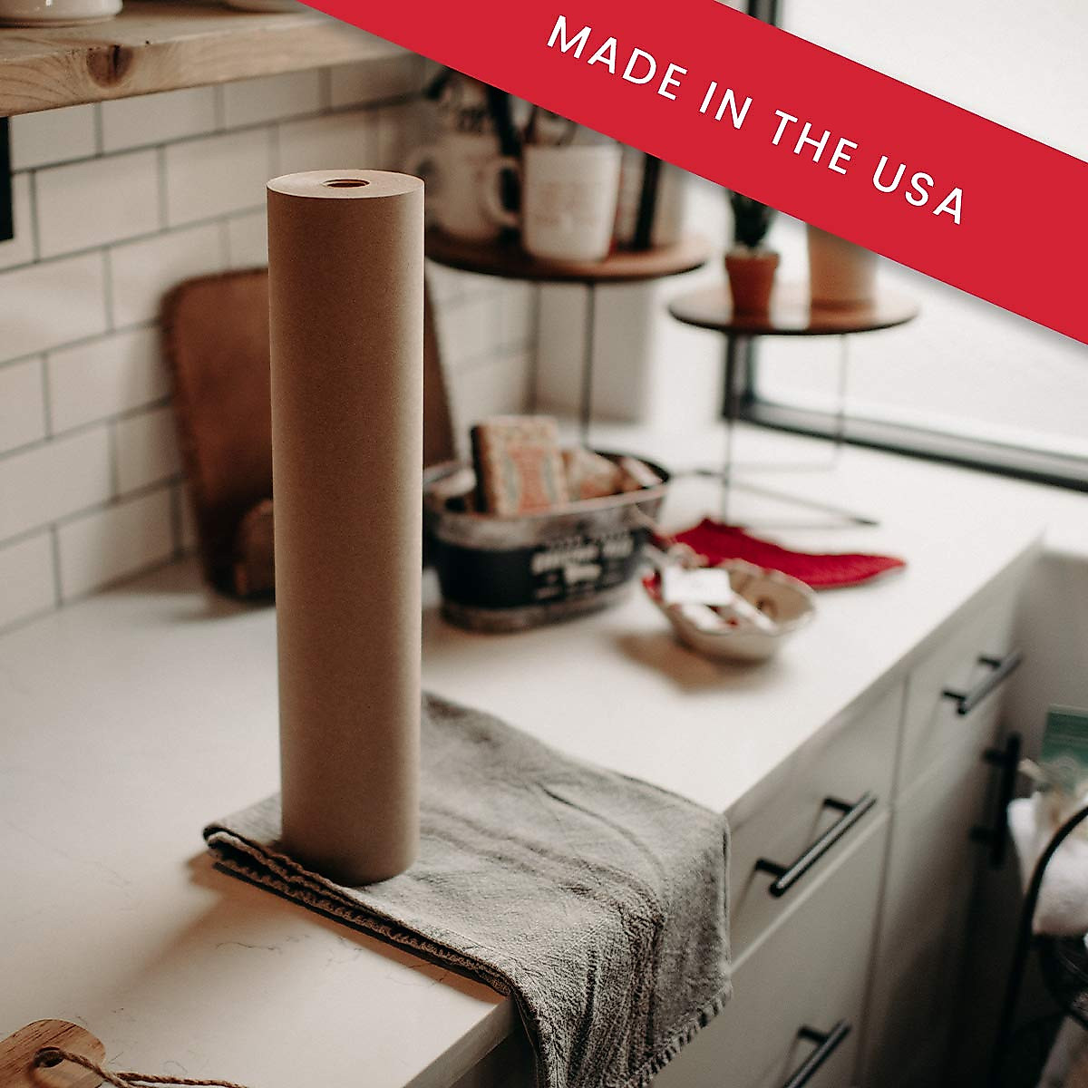 Kraft Brown Wrapping Paper Roll 48" x 1,800" (150 ft) – 100% Recyclable Craft Construction and Packing Paper for Use in Moving, Bulletin Board Backing and Paper Tablecloths