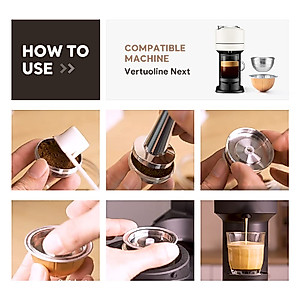 Reusable Vertuo Next Coffee Pods Holder Stainless Steel Refillable Filters Only Compatible with Nespresso VERTUO NEXT 8OZ - 3.0 Genaration
