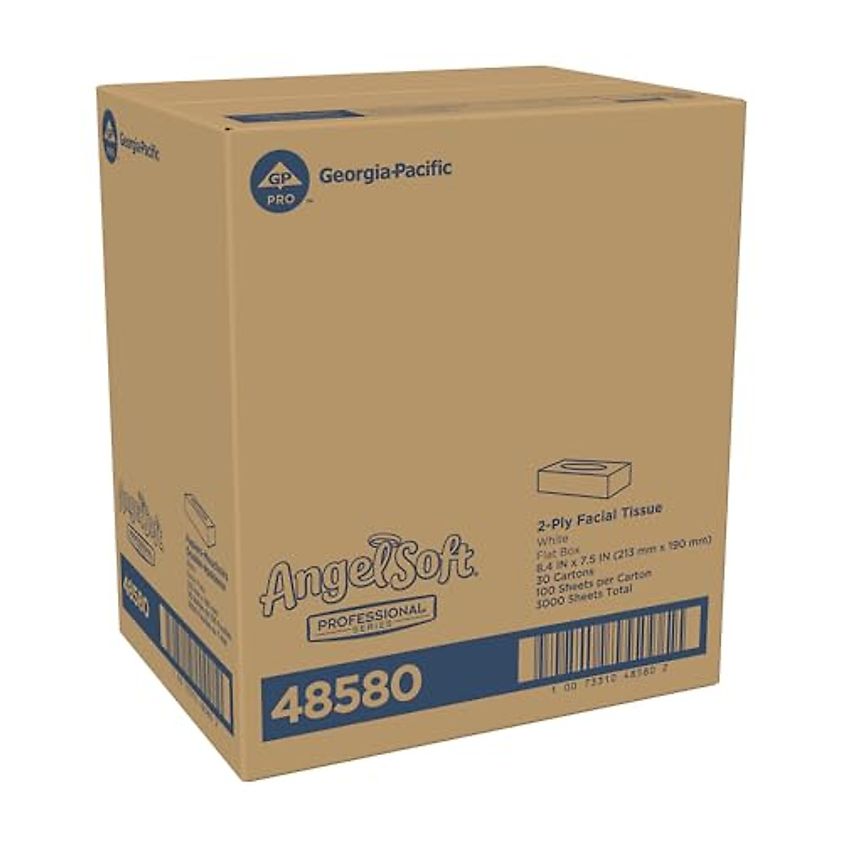 Georgia-Pacific Angel Soft Professional Series 2-Ply Facial Tissue, 30 Flat Boxes, 100 Sheets Per Box (48580)