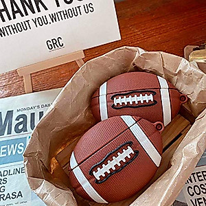 Compatible with Airpods 1/2 Case Silicone, Cute Cartoon 3D Cool Air pods Design Cover, Funny Cases for Kids Girls Teens Boys Character Skin Keychain Airpod (Football)