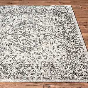 LUXE WEAVERS Euston Collection 8060 Silver 6x9 Modern Oriental Area Rug
