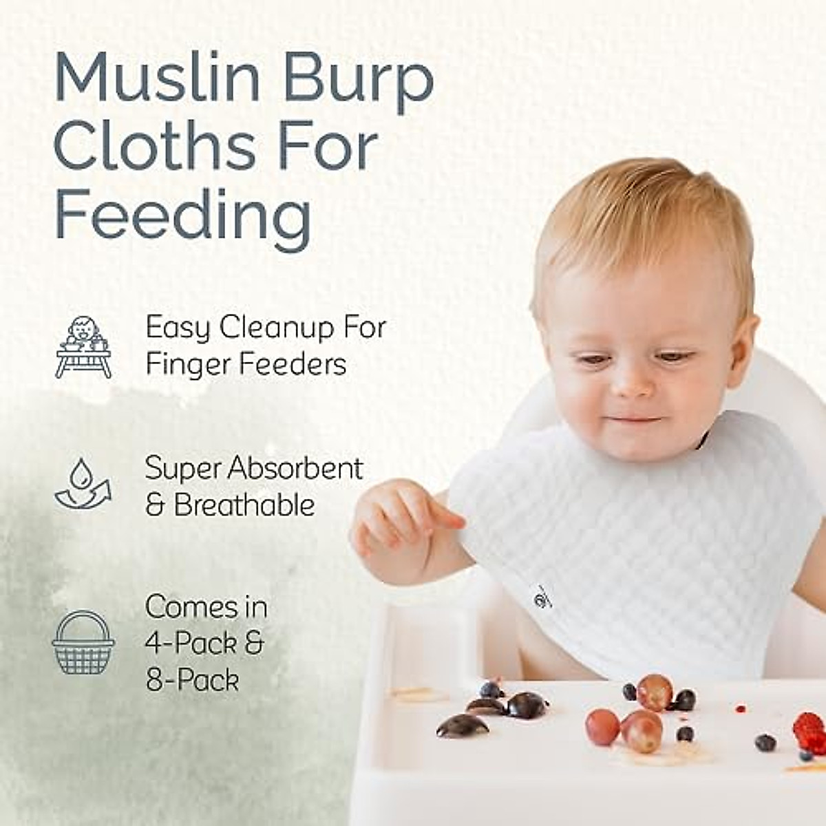 KiddyCare Muslin Burp Cloths - Burp Clothes for Baby Girl/boy, Organic Baby Clothes Burping Cloths for Babies - 6 Layers absorbance, Baby Burp Cloth (4 Pack (10x20 inches))
