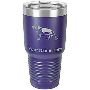 LaserGram 30oz Vacuum Insulated Tumbler Mug, German Shepherd Dog, Personalized Engraving Included (Dark Purple)