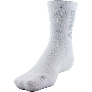 Under Armour Standard 3-Maker Mid-Crew Socks, 3-Pairs, White, Large