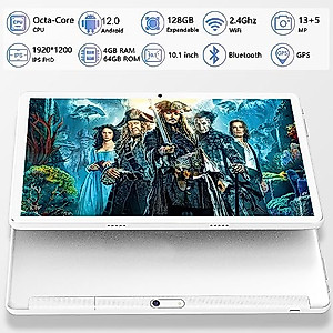Tablet 10.1 inch Android 12 Tablet 2023 Latest Update Octa-Core Processor with 64GB Storage, Dual 13MP+5MP Camera, WiFi, Bluetooth, GPS, 512GB Expand Support, IPS Full HD Display (Silver)