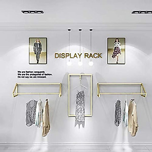 FURVOKIA Modern Simple Men's and Women's Clothing Store Heavy Duty Metal Display Stand,Wall-Mounted Garment Rack,Clothes Rail,Bathroom Hanging Towel Rack (Gold, A-39 L)