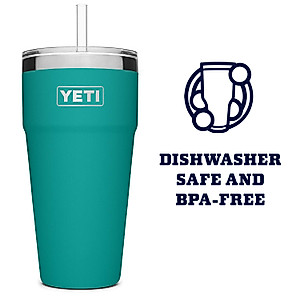 YETI Rambler 26 oz Straw Cup, Vacuum Insulated, Stainless Steel with Straw Lid, Aquifer Blue