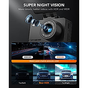 WOLFBOX Dash Cam Front and Rear, D07 4K Dash Camera for Cars with WiFi GPS, 4K/2.5K + 1080P Dual Dashcam with 2.45" LCD, 170°FOV, Night Vision, Loop Recording, Smart Parking Monitor, Magnetic Mount