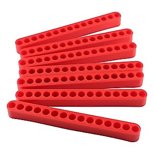 LDEXIN 20Pcs 15 Holes Hex Shank Screwdriver Bit Holder, Plastic Screwdriver Head Storage Case, Drill Bit Storage Case, Screwdriver Head Holder Organizer Fit for 1/4 Inch Hex Shank, Red