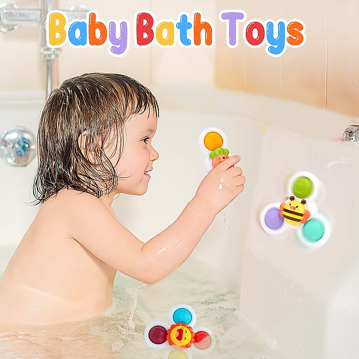 UNIH Spinning Top Sensory Toys for Toddlers Age 1-3, Infant Baby Toys 12-18 Months Suction Cup Spinner Toy, Learning Toys for 1 2 Year Old Boy Gifts, Christmas Birthday Gifts for 1 2 Year Old Girl