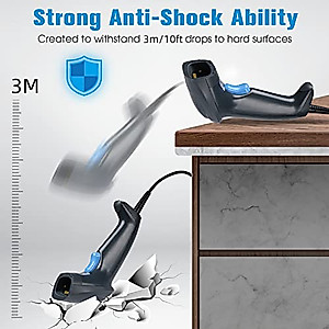 OBZ 2D Barcode Scanner for Computers, USB Wired 1D 2D QR Code Scanner, Automatic Handheld Bar Code Reader with USB Cable for Retail Store, Library, Warehouse, Express, POS and Computer Plug and Play
