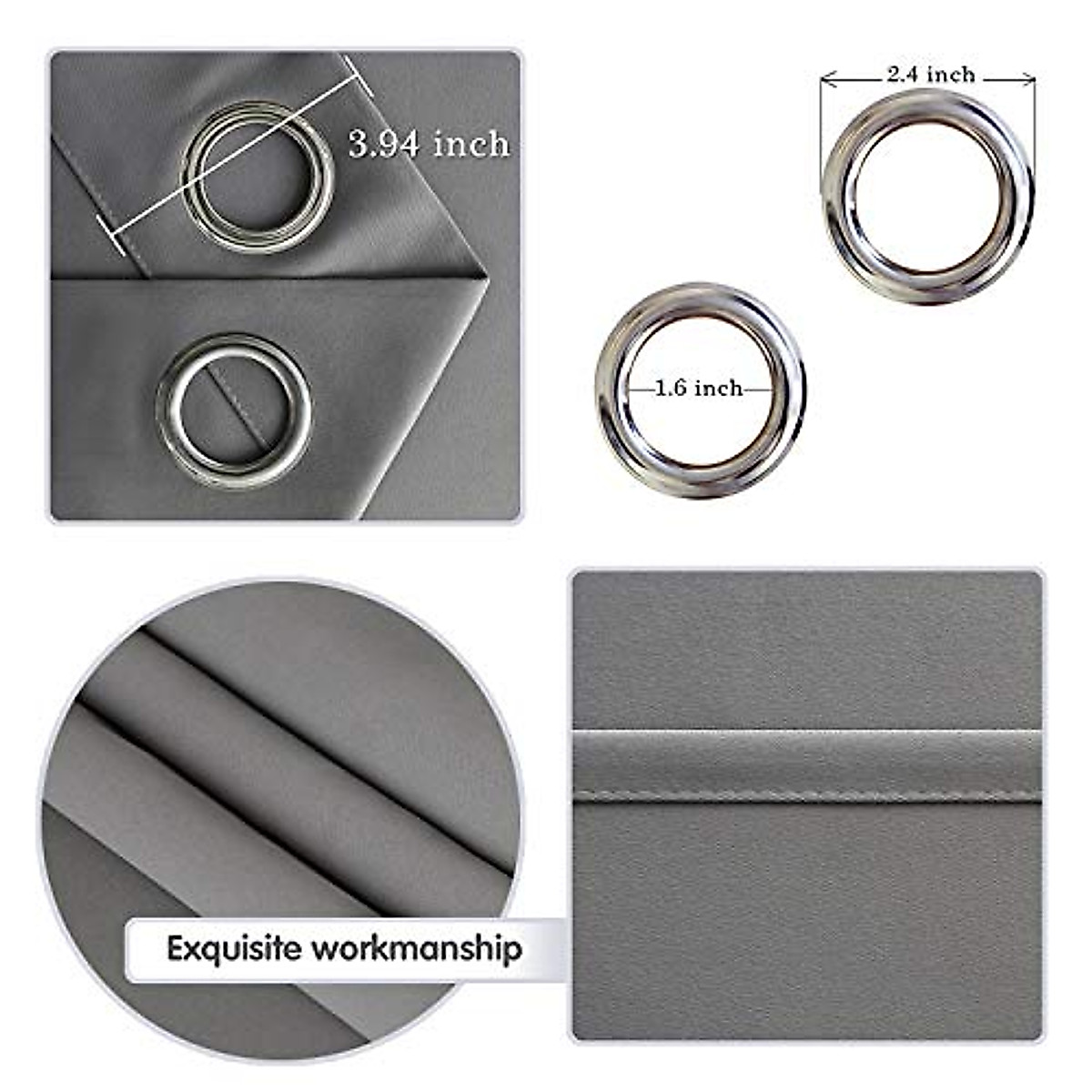 DWCN Light Grey Blackout Curtains - Room Darkening Thermal Insulated Living Room and Bedroom Curtains 38 x 84 inch Length, Set of 2 Window Curtain Panels