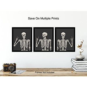 Skeleton Wall Art & Decor - Halloween Wall Decor - Gothic Home Decor - Goth Room Decor - Funny Skull Wall Decor - Pagan Gifts - Bedroom Dorm Man Cave - Men Boys Teens - Witchy Picture Poster Print