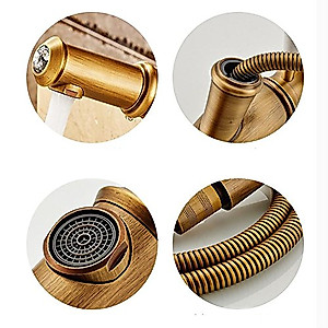 SJQKA-Antique basin faucet, bathroom all copper pull faucet, hot and cold retro faucet, telescopic table, basin faucet