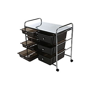 Mind Reader Storage Drawer Rolling Utility Cart, 9 Drawer Organizer, Black