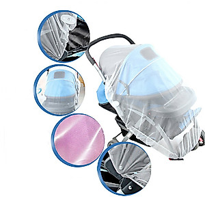 Baby Stroller Mosquito Bug Net Insect Netting Cover 59" Large Size for Pram, Buggy, Infant Carriers, Car Seats, Cradles, Cribs, Bassinets, Playpens, Baby Stroller Bed Full Mesh Cover (White)