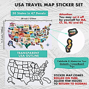 RV State Sticker Travel Map of the United States & Canada | ACIMONE Map Sticker of States & Provinces Visited Map | Anti-fade & Waterproof RV Vinyl Decals | 50 States in 47 Stickers & 13 Provinces in