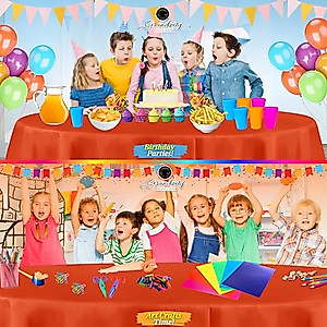 Grandipity Orange 12 Pack Premium Disposable Plastic Tablecloth 84" Inch Decorative Round Table Cover