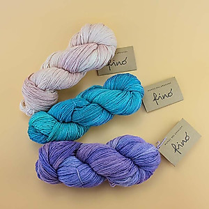 Yarn Ave Manos Fino Extrafine Merino Wool Silk Blend Hand Dyed Yarn, 100g/3.5oz Space Dyed Knitting Yarn for Shawl Pullover Cardigan (#435)