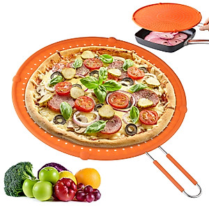 Splatter Guards for Frying, Ohola Grease Splatter Guard, Heat- Resistant Splatter Screen for Frying Pan, Silicone Splatter Guard Screen for Cooking, BPA Free and Dishwasher Safe (Stylish Orange)