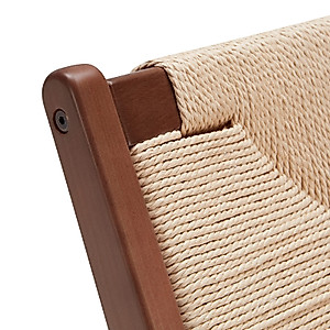 Soohow Braided Jute Woven Weave Seat Beige Modern Boho Living Room,Bedroom Reading Mid Century Accent, Set of 1, Paper Rope/Latte Beech Chair