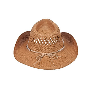 MG Womens Straw Outback Toyo Cowboy Hat, Brown