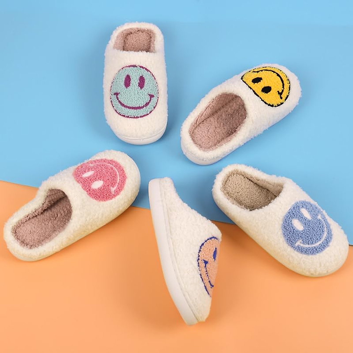 CWODOR Kids Slippers Boys Girls Plush Non-Slip House Slippers Cute Soft Slip-On Shoes For Little Big Kids White 4-4.5 Big Kids
