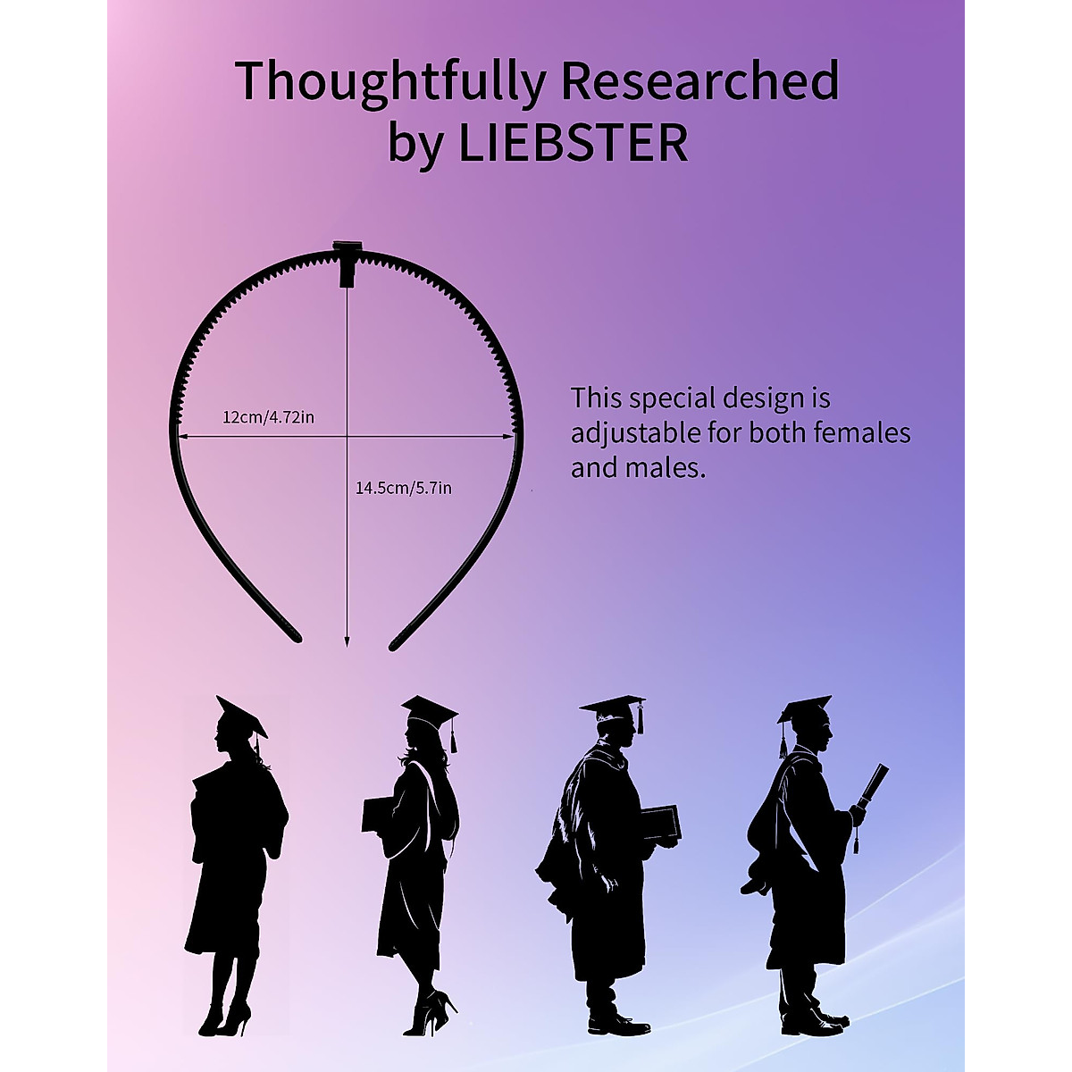 Liebster Handmade Grad Cap Remix Headband - Elegant & Secure for Perfect Graduation Fit Black