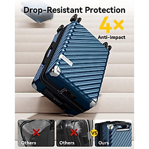 LUGGEX 3 Piece Luggage Sets with Spinner Wheels - 100% Polycarbonate Expandable Hard Suitcases with Wheels - Travel Luggage TSA Approve (Black, 20/24/28)