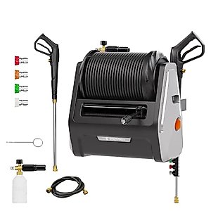 Giraffe Tools Grandfalls Pressure Washer, Wall Mounted Pressure Washer Electric, Power Washer Wall Mount with Reel, Pressure Washer Reel for Outdoor Cleaning